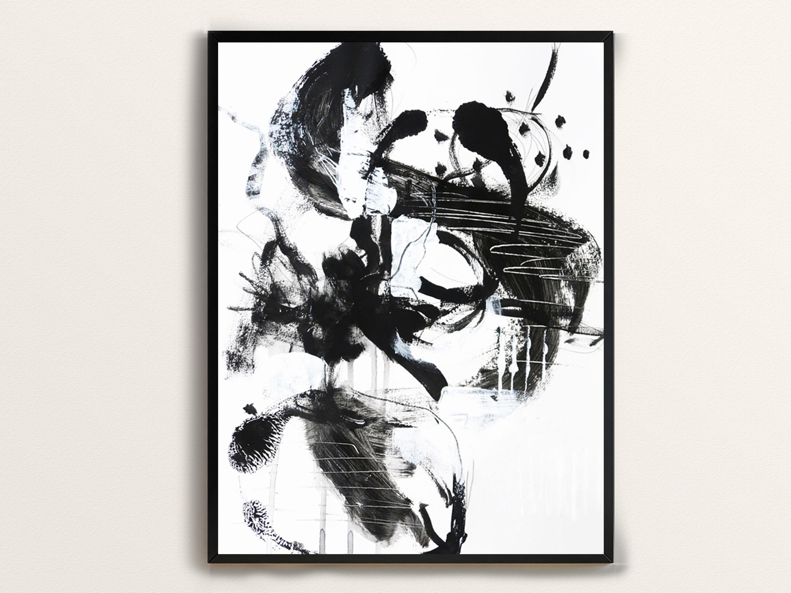 Black and White Printable Abstract Art Modern Art Print | Etsy