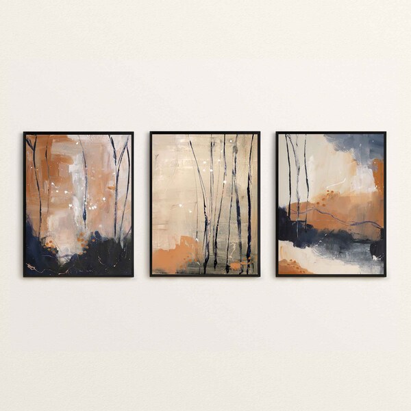 Blue and Rust Art - Etsy