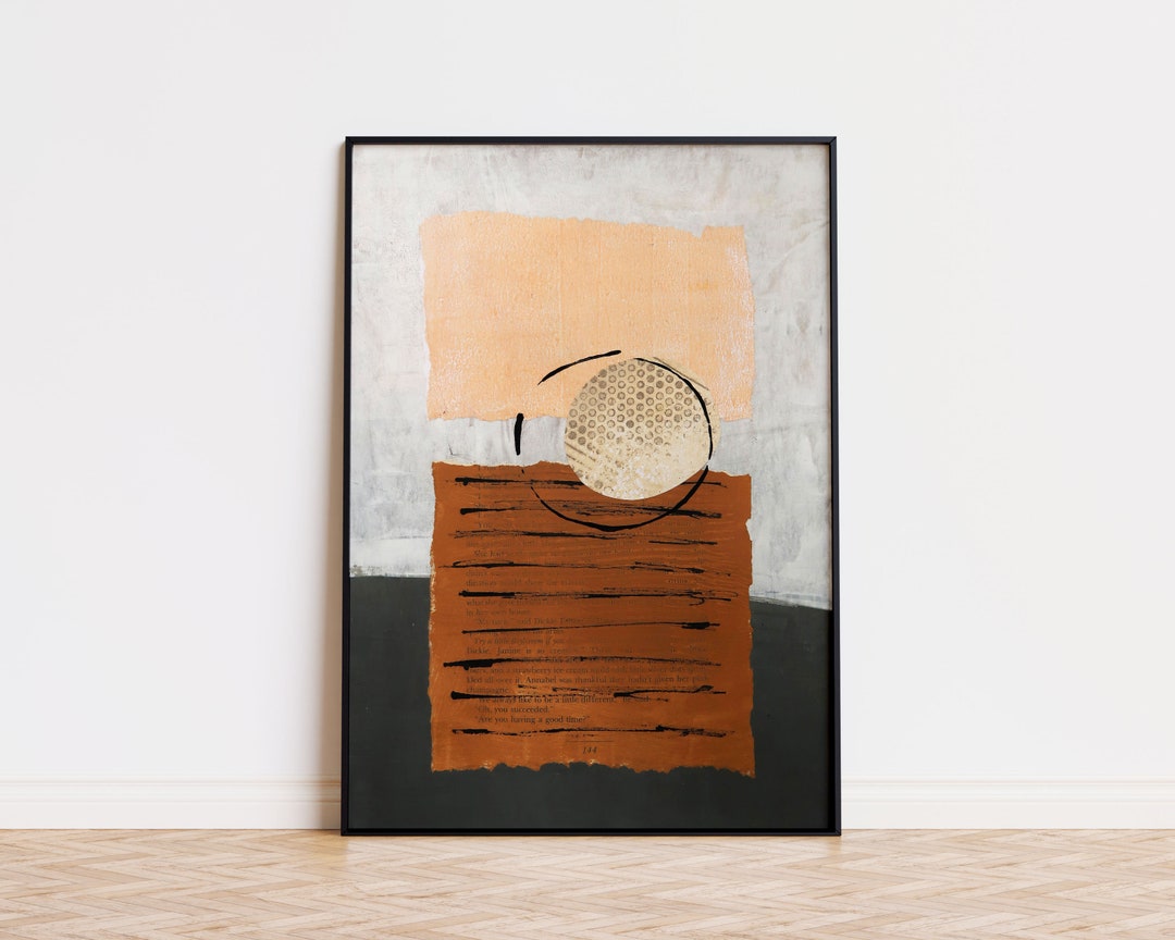 Peach & Rust Abstract Art Print: Modern Geometric Collage (digital ...