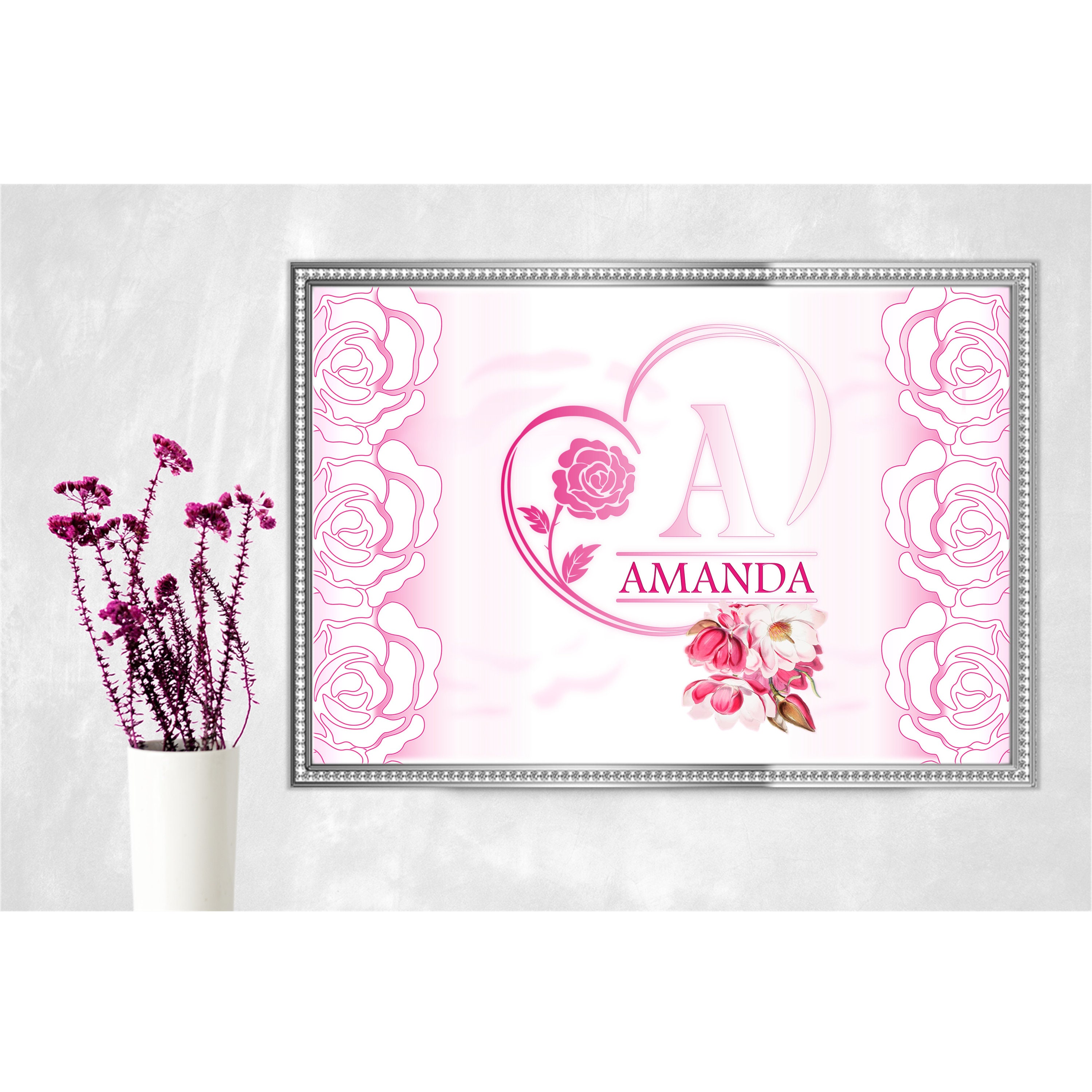 AMANDA Girl Name, Girl Name Wall Art Decor. Initial Baby Name Nursery ...