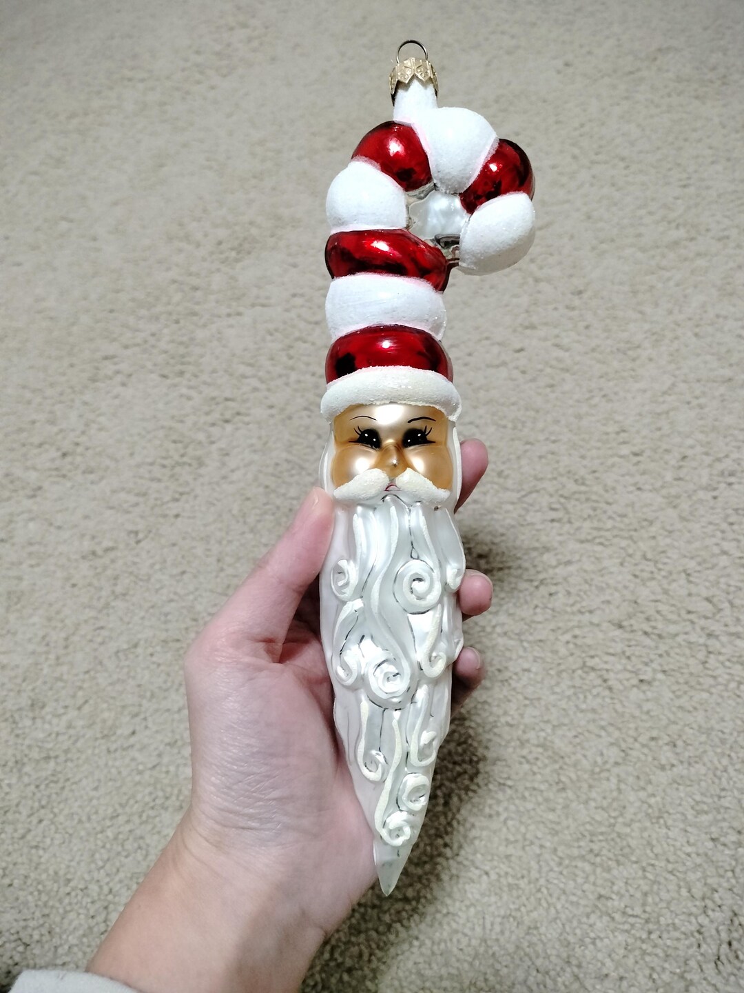 Vintage 1996 Christopher Radko Glass Christmas Ornament Santa W/ Long ...