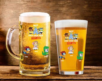 To Dad Bluey Beer Glass, Funny Bluey Dad Beer Glass, Custom Bluey ...