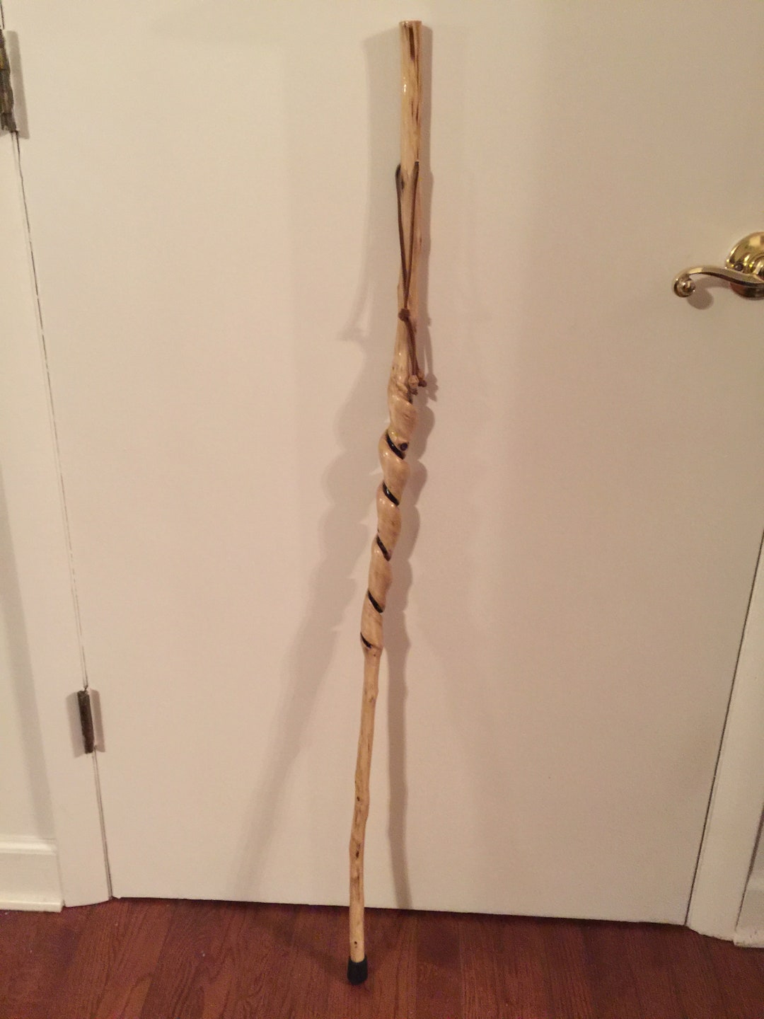 44" Natural Vine Twisted Walking/hiking Stick With Leather Lanyard and ...