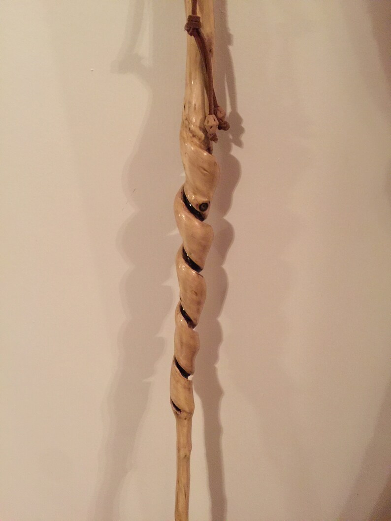 44" Natural Vine Twisted Walking/hiking Stick With Leather Lanyard and ...