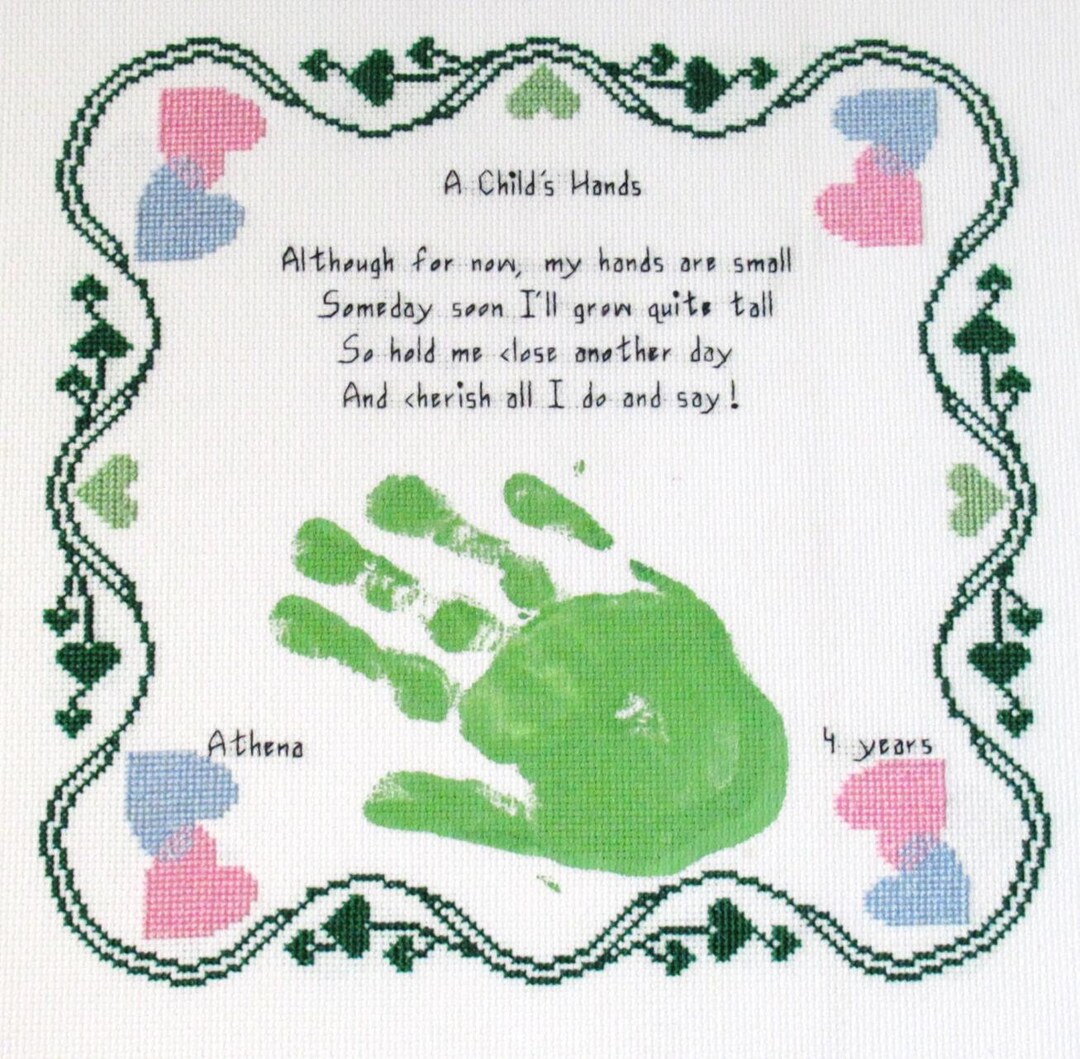 A Child's Hand Cross Stitch - Etsy