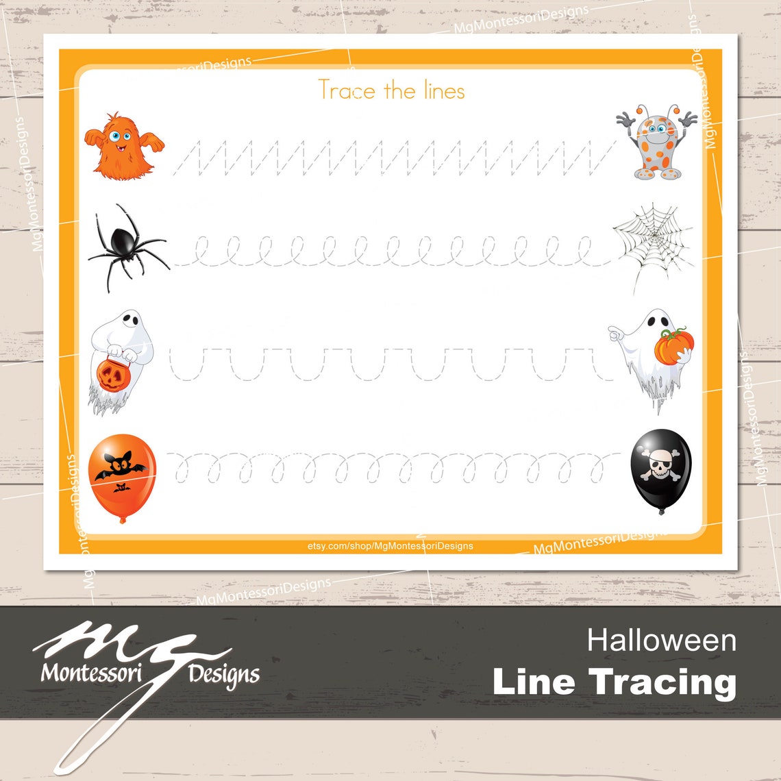 Halloween Line Tracing Fine Motor Skilss Writing Skills - Etsy