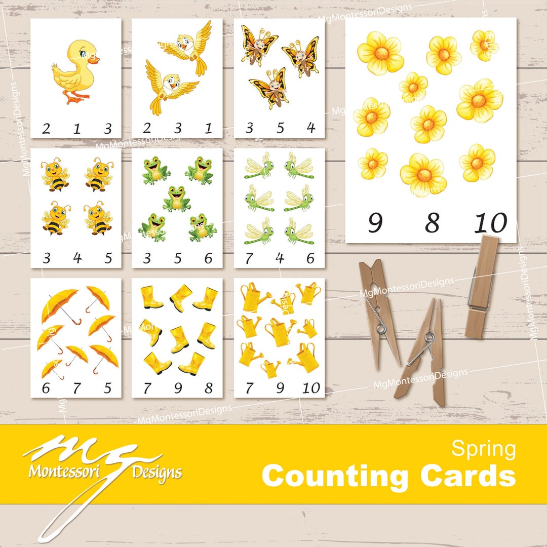 Spring Counting Cards • Spring Clip Cards • Spring Theme • Clip Cards ...