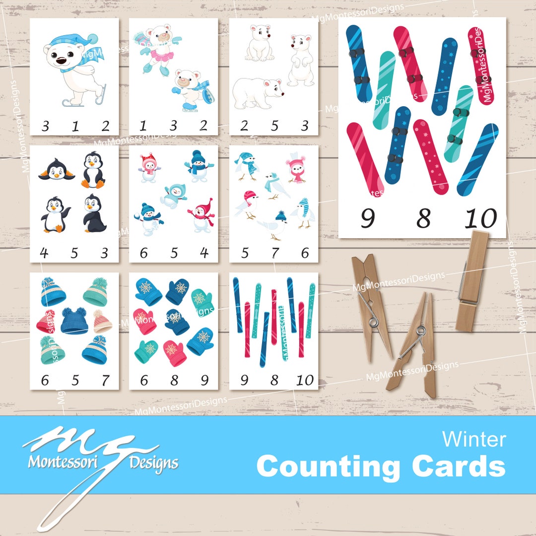 Winter Counting Cards winter Clip Cards winter Theme Clip Cards ...