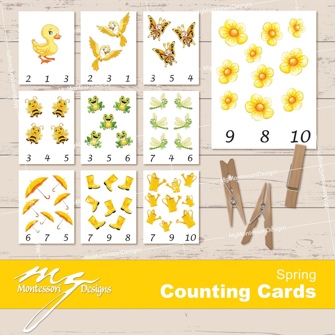 Spring Counting Cards Spring Clip Cards Spring Theme Clip Cards ...