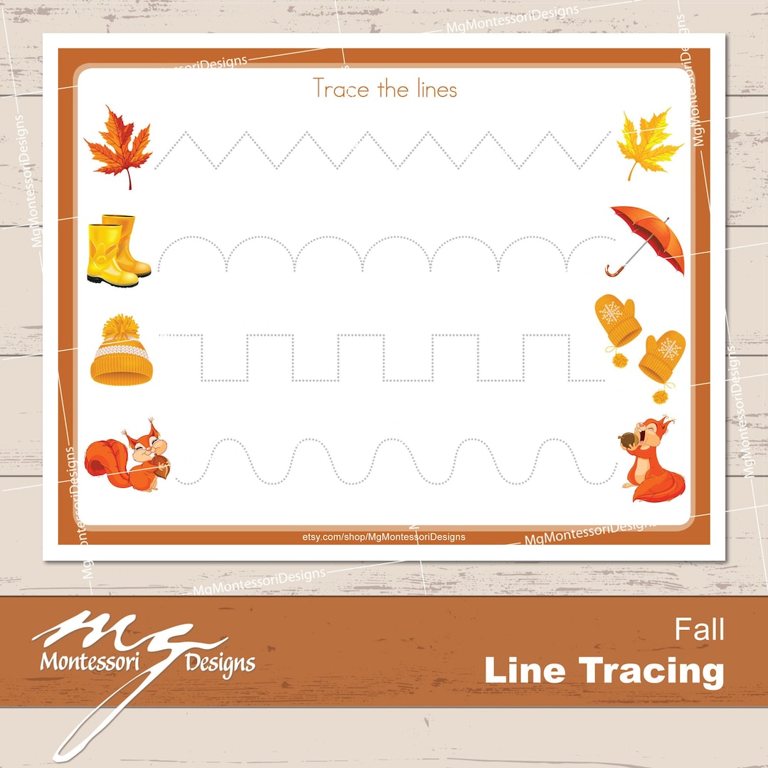 Fall Line Tracing Fine Motor Skilss Writing Skills Montessori Printable ...