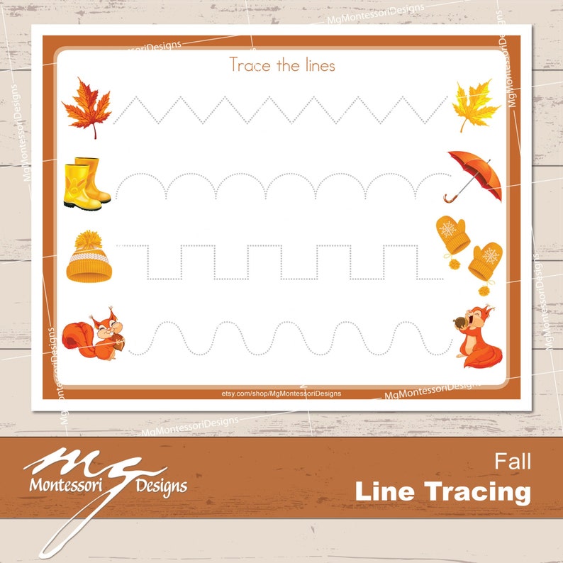 Fall Line Tracing Fine Motor Skilss Writing Skills Montessori Printable ...