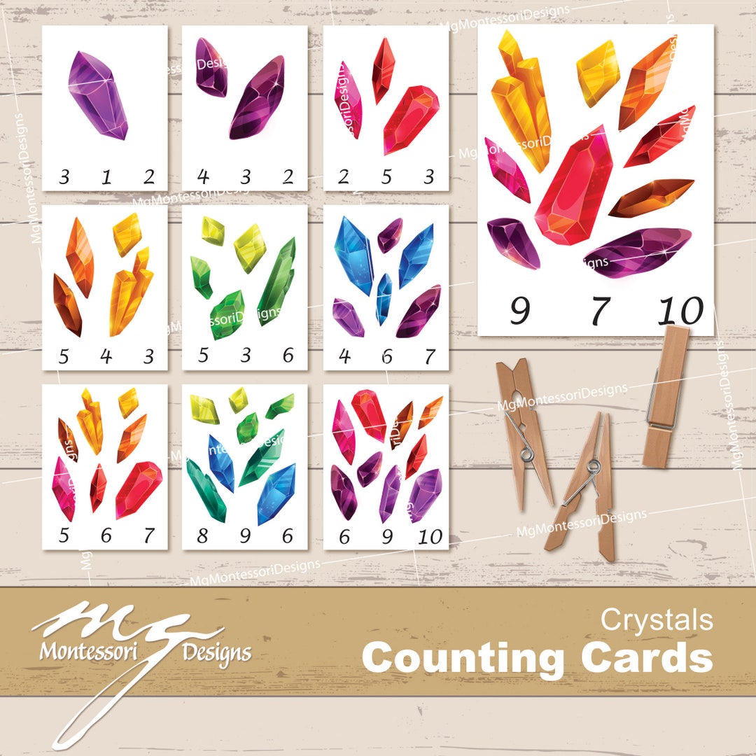 Crystals Counting Cards Clip Cards Montessori Printables - Etsy