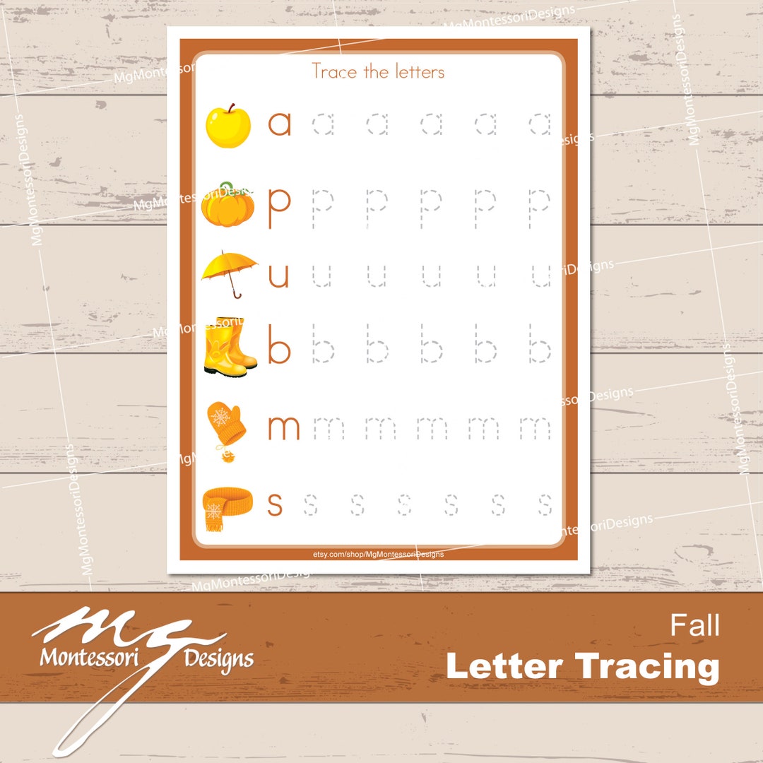 Fall Letter Tracing Fine Motor Skilss Writing Skills Montessori ...