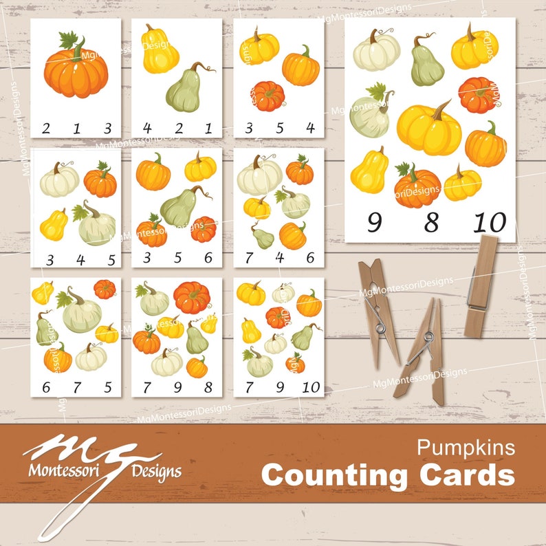 Pumpkin Counting Cards • Clip Cards • Montessori Printables ...