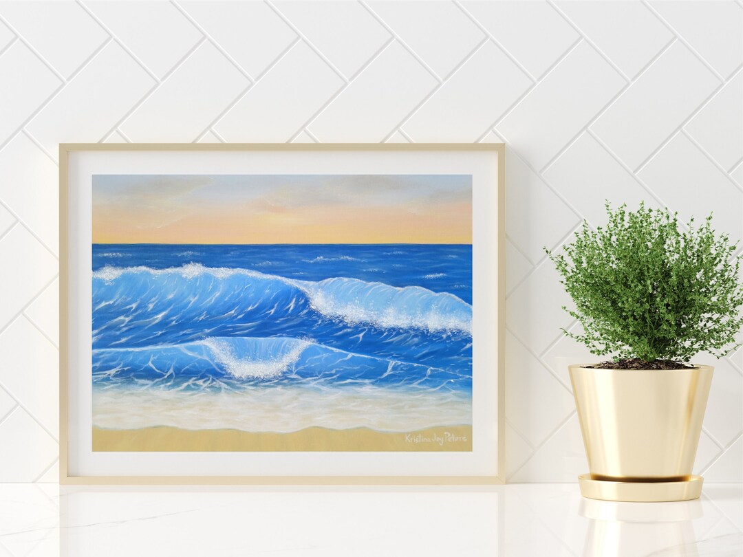 Ocean Painting Print, Ocean Waves Seascape, Nautical Decor, Coastal ...