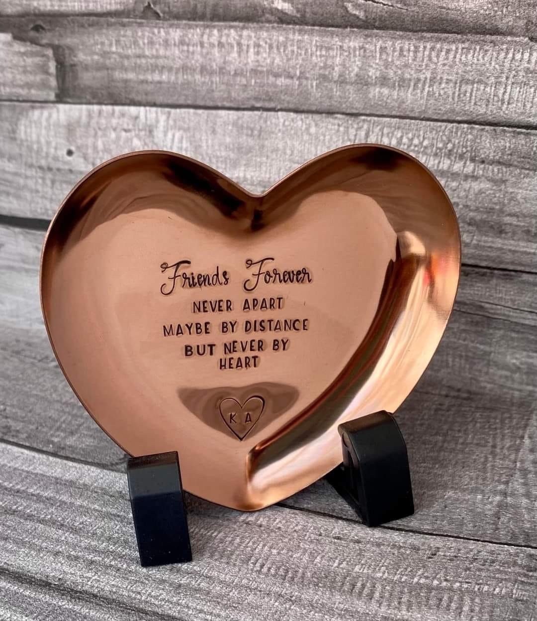 Personalized Friend Heart Trinket Dish, Hand Stamped Ring Holder - Etsy