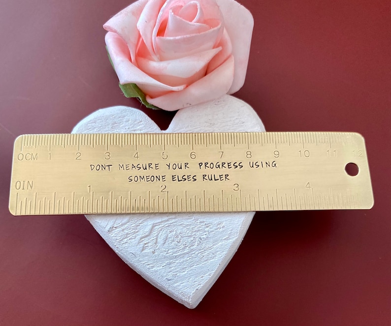 Personalised Ruler Metal Brass Ruler Quote Teacher Wood - Etsy