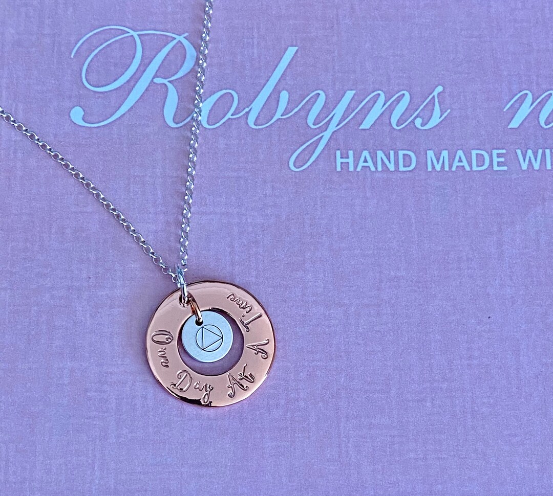 Sobriety Necklace Symbol Sign, Sober, You Can Do It, One Day at a Time ...