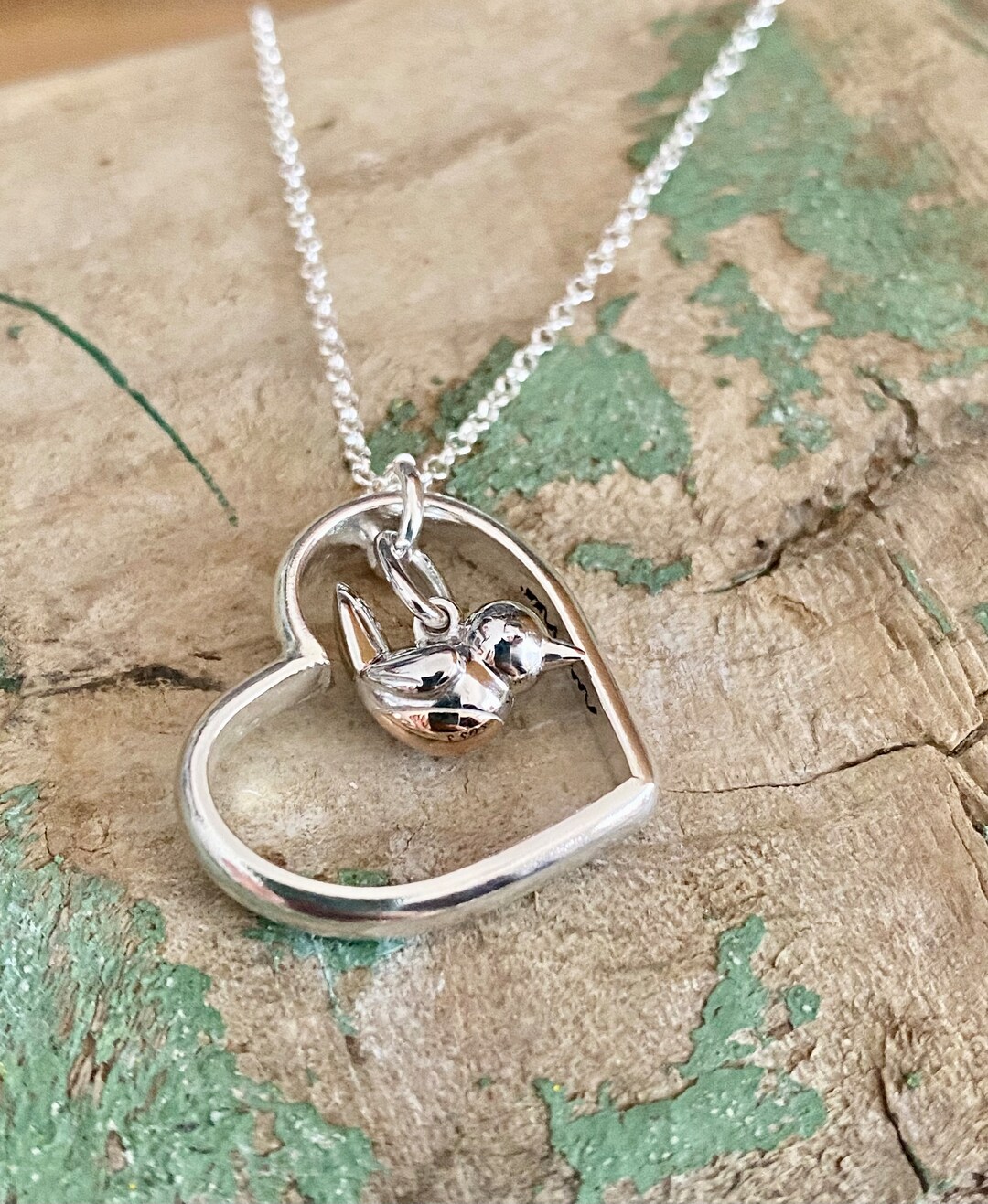 Robin Charm Necklace, Hidden Message Pendant, Custom Heart Charm, Gift ...