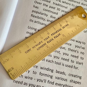 Personalised Ruler, Metal, Brass, Ruler, Quote, Teacher, Wood Work, Any ...