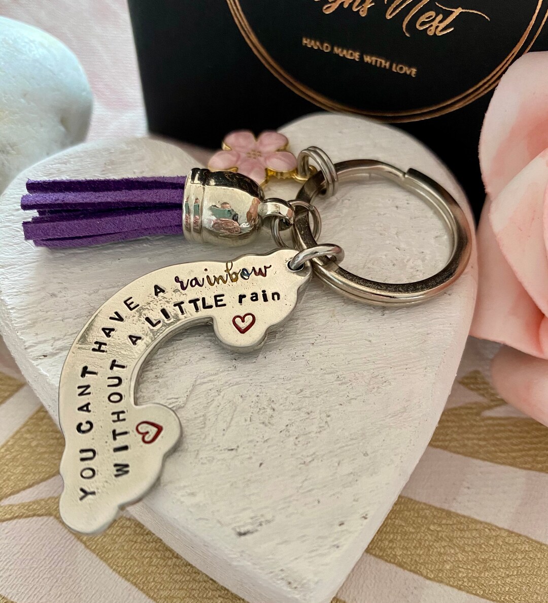 Rainbow Keyring, Quote, Uplifting Gift, Pewter Hand Made Keyring - Etsy