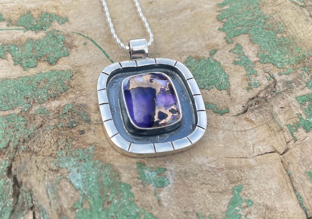 Recycled Sterling Silver Pendant: Purple Copper Kingsman Jewelry Gift ...