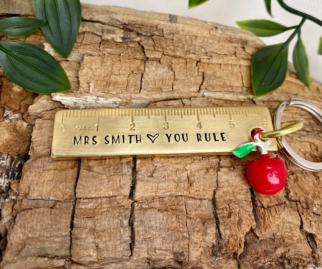 Personalized Mini Brass Ruler Keychain, Handmade Teacher Gift - Etsy