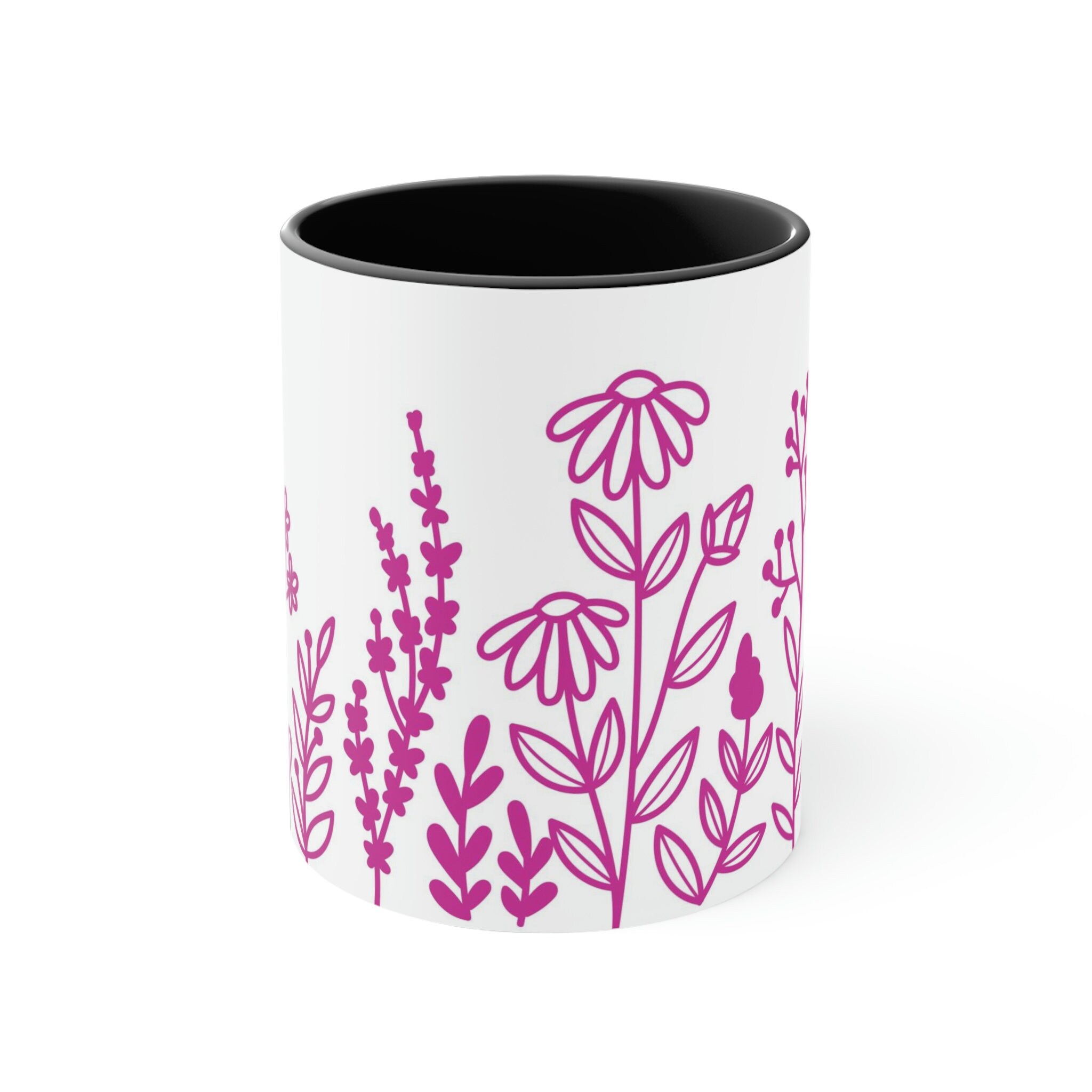 Cottagecore Line Art Doodle Flowers Two-color Ceramic Mug - Etsy