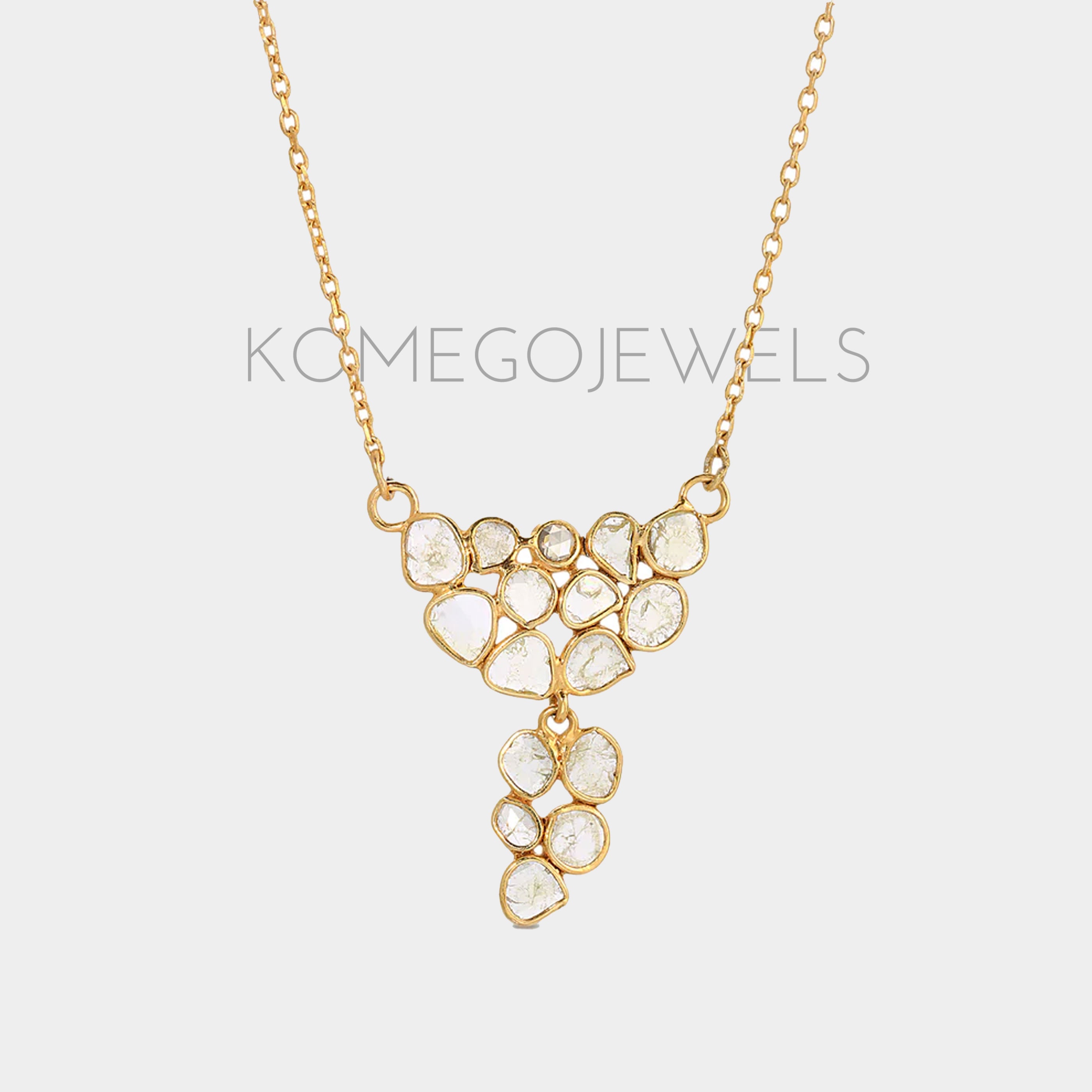 Natural Polki Diamond Necklace Diamond Slice Necklace Rose Cut - Etsy