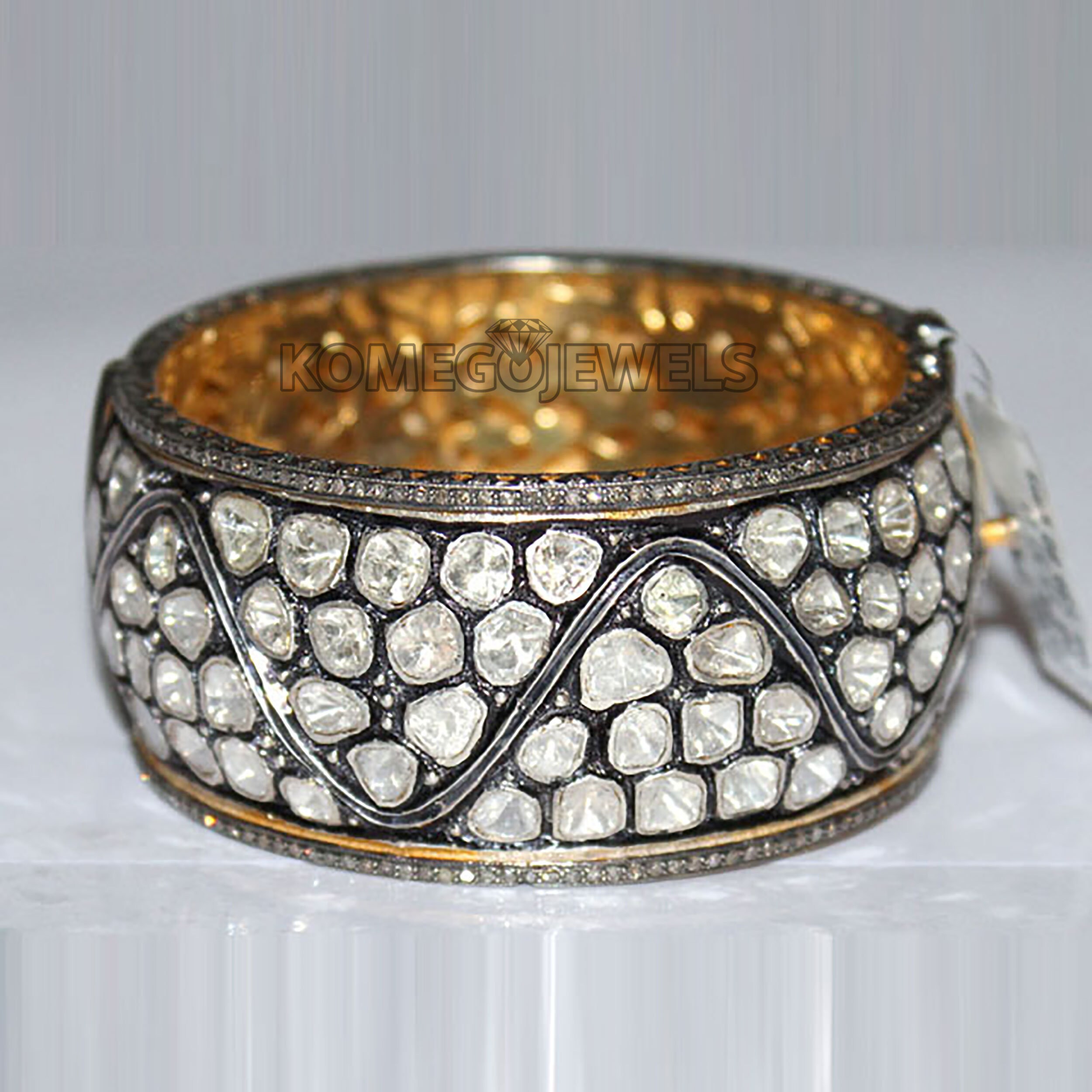 Openable Polki Diamond Bangle 925solid Silver Classy Rose Cut - Etsy UK