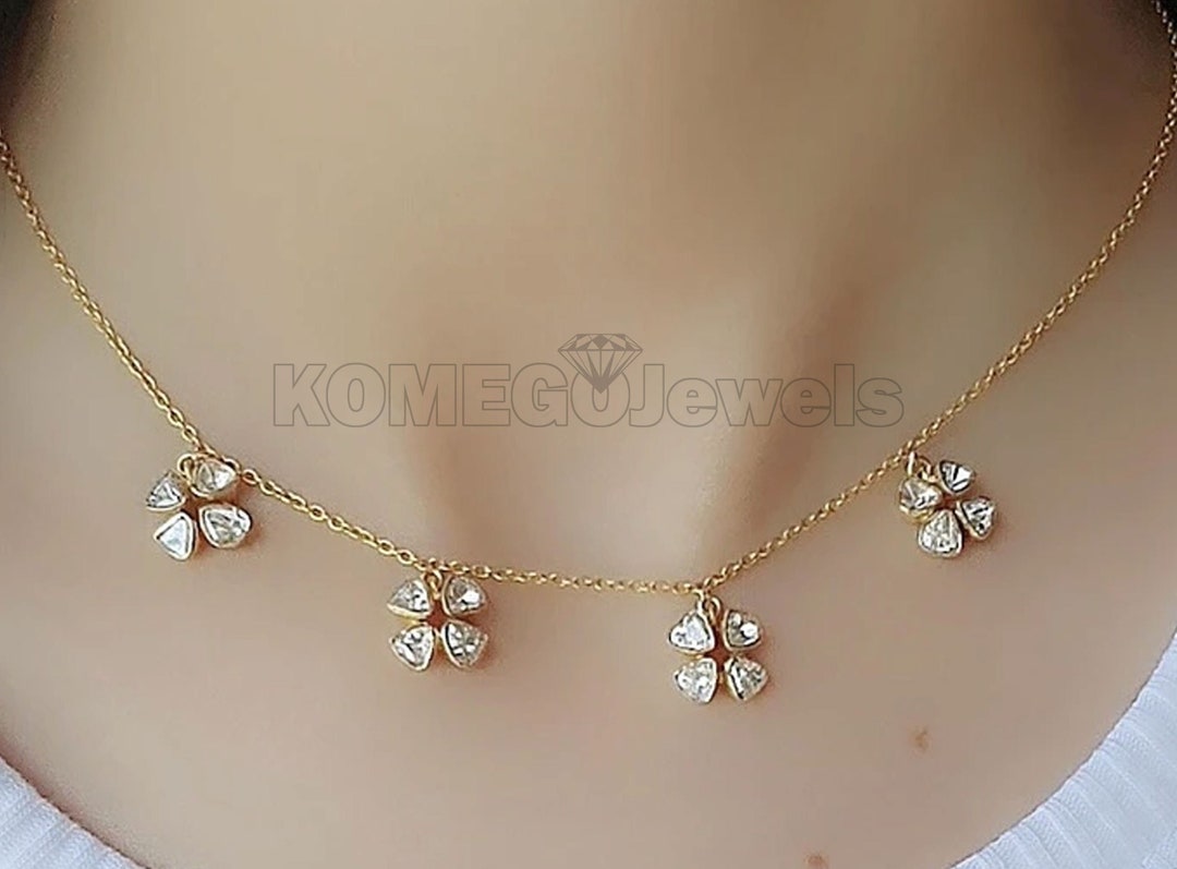 Natural Rose Cut Polki Diamond Necklace 925sterling Silver - Etsy