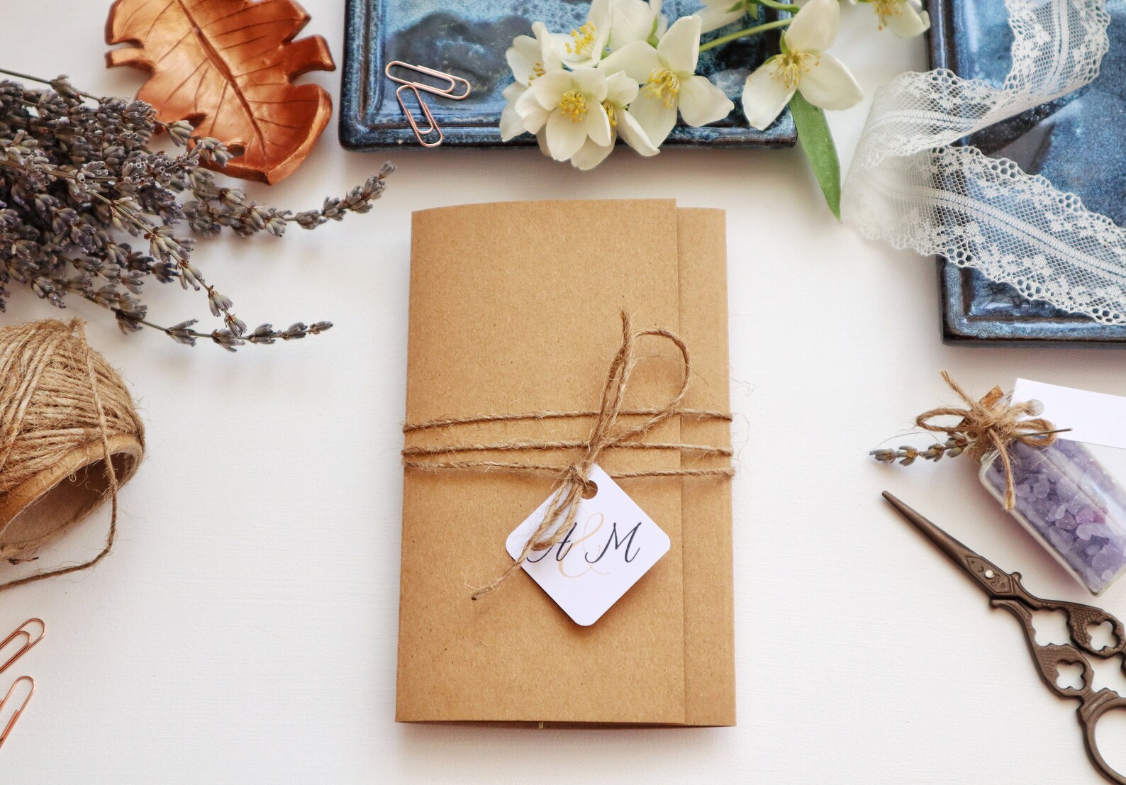 Rustic Lavender Wedding Invitation With Photo Kraft Paper - Etsy