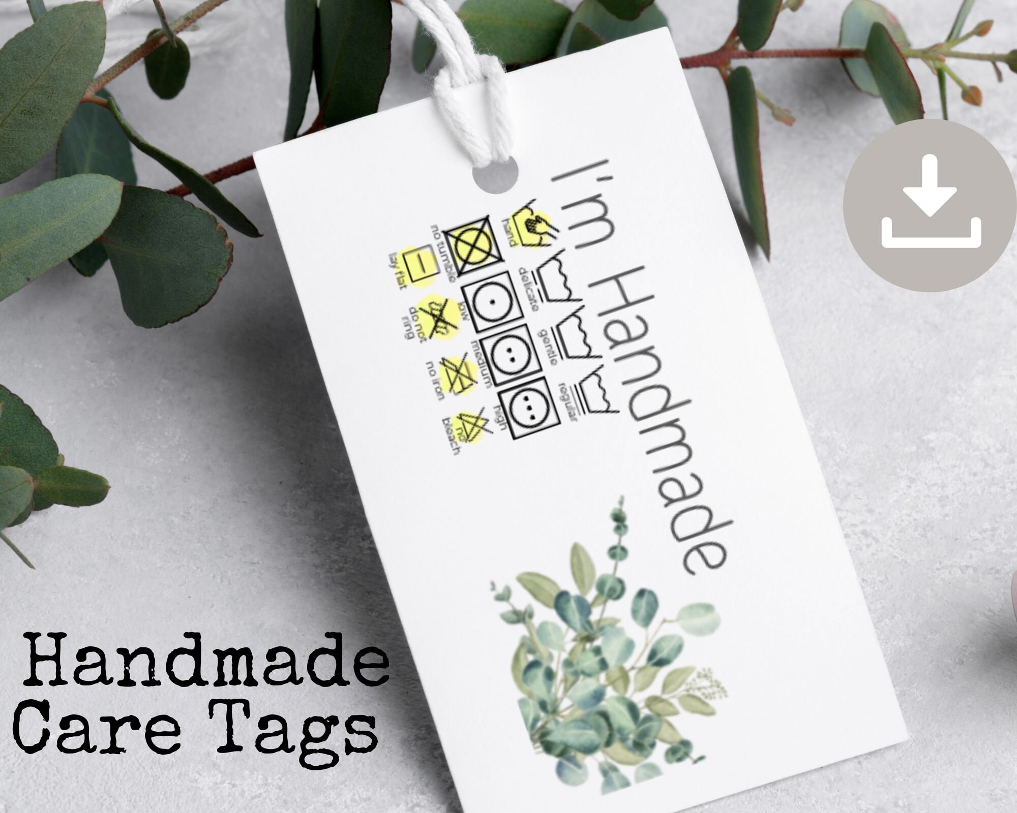 Printable Care Labels Tags / Handmade With Love / Washing Instructions ...