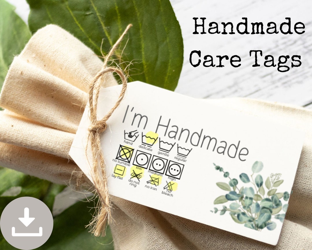 Printable Care Labels Tags / Handmade With Love / Washing Instructions ...