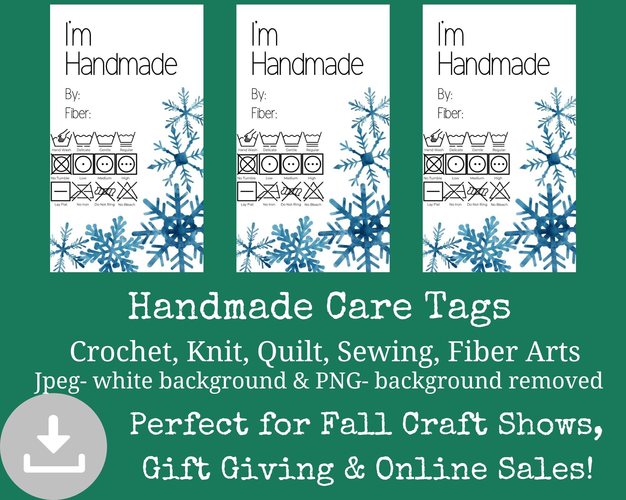 Printable Care Labels Tags / Handmade With Love / Washing Instructions ...