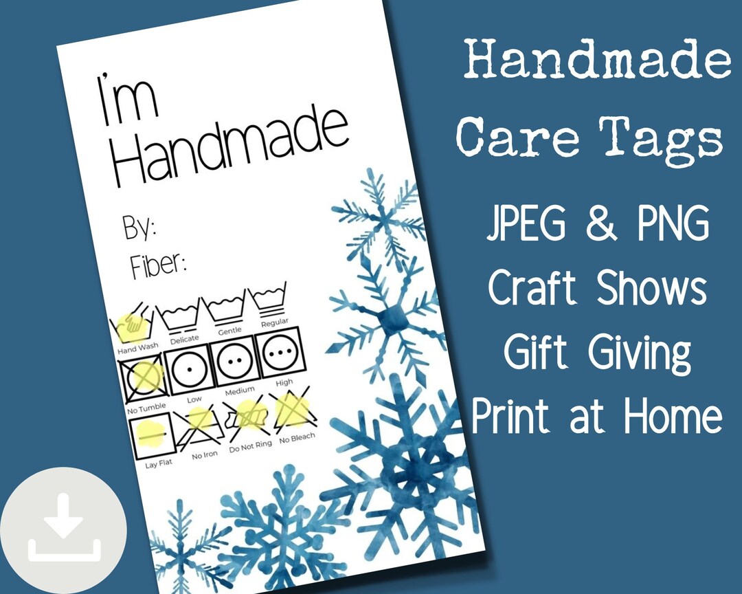 Printable Care Labels Tags / Handmade With Love / Washing Instructions ...