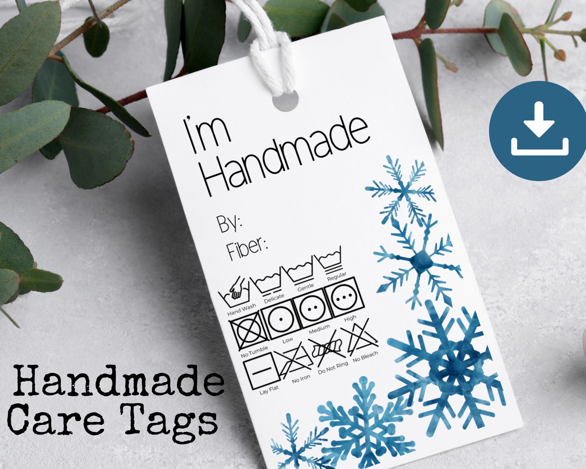 Printable Care Labels Tags / Handmade With Love / Washing Instructions ...