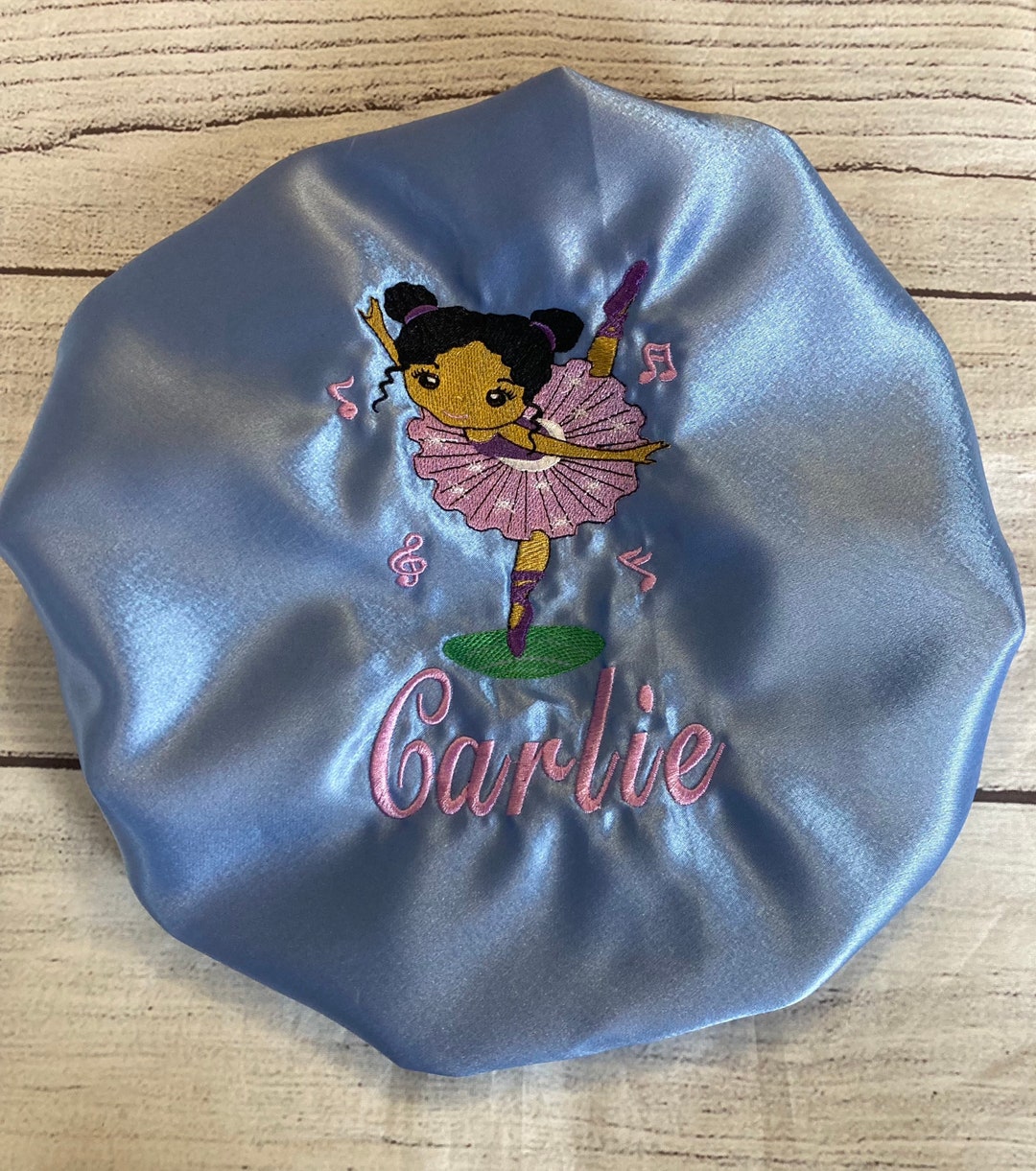 Custom Ballerina Satin Lined Kids Sleep Cap/hair Bonnet/ Embroidered ...