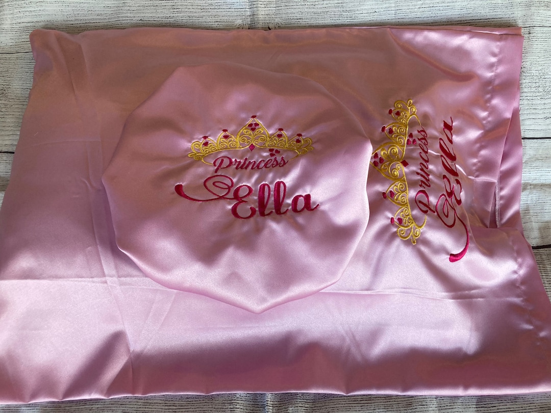 Custom Embroidered Satin Pillowcase/bonnet Personalized With Name ...