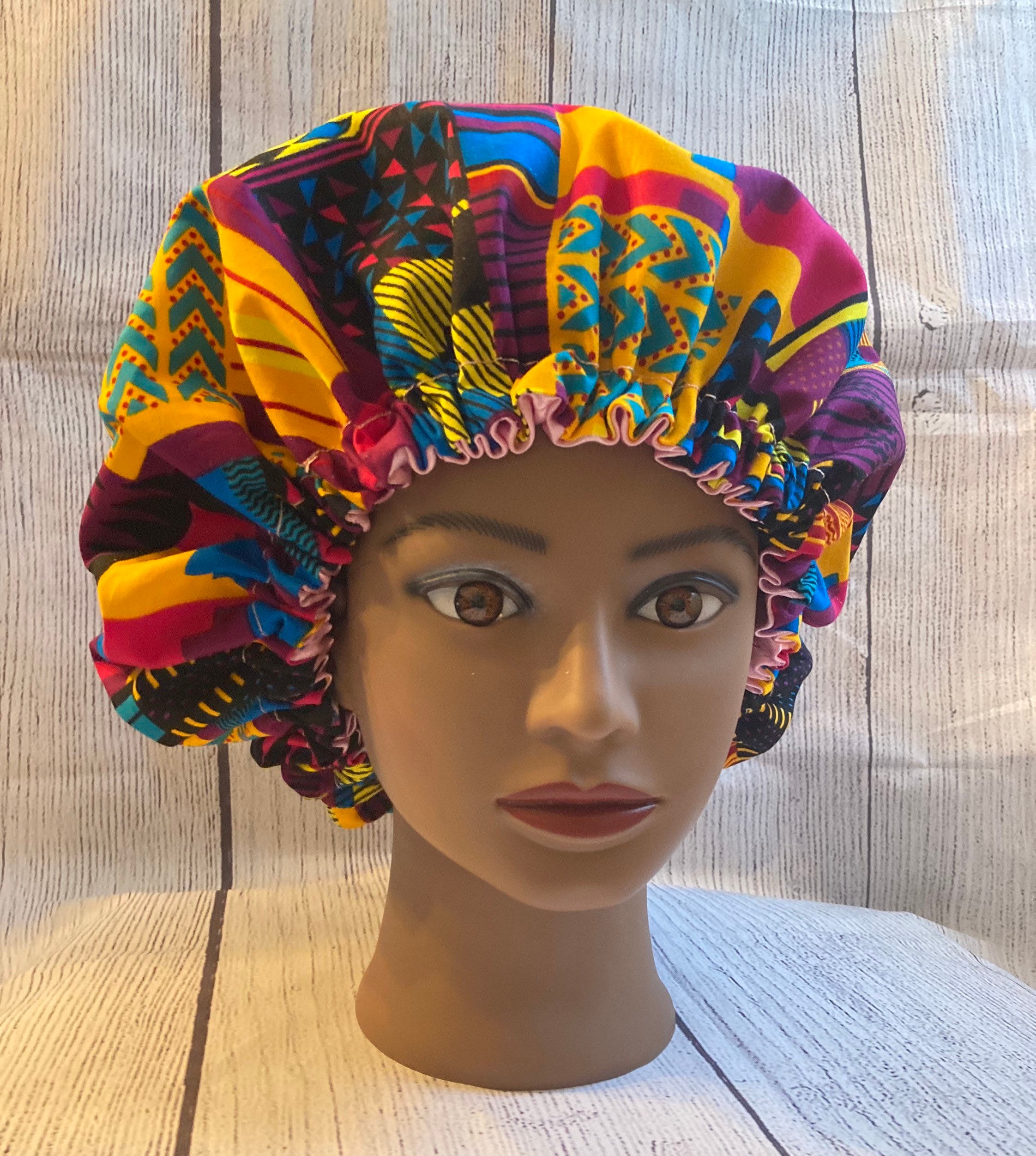 Pink/purple Kente Bonnet / Satin Bonnet for Natural Hair / - Etsy