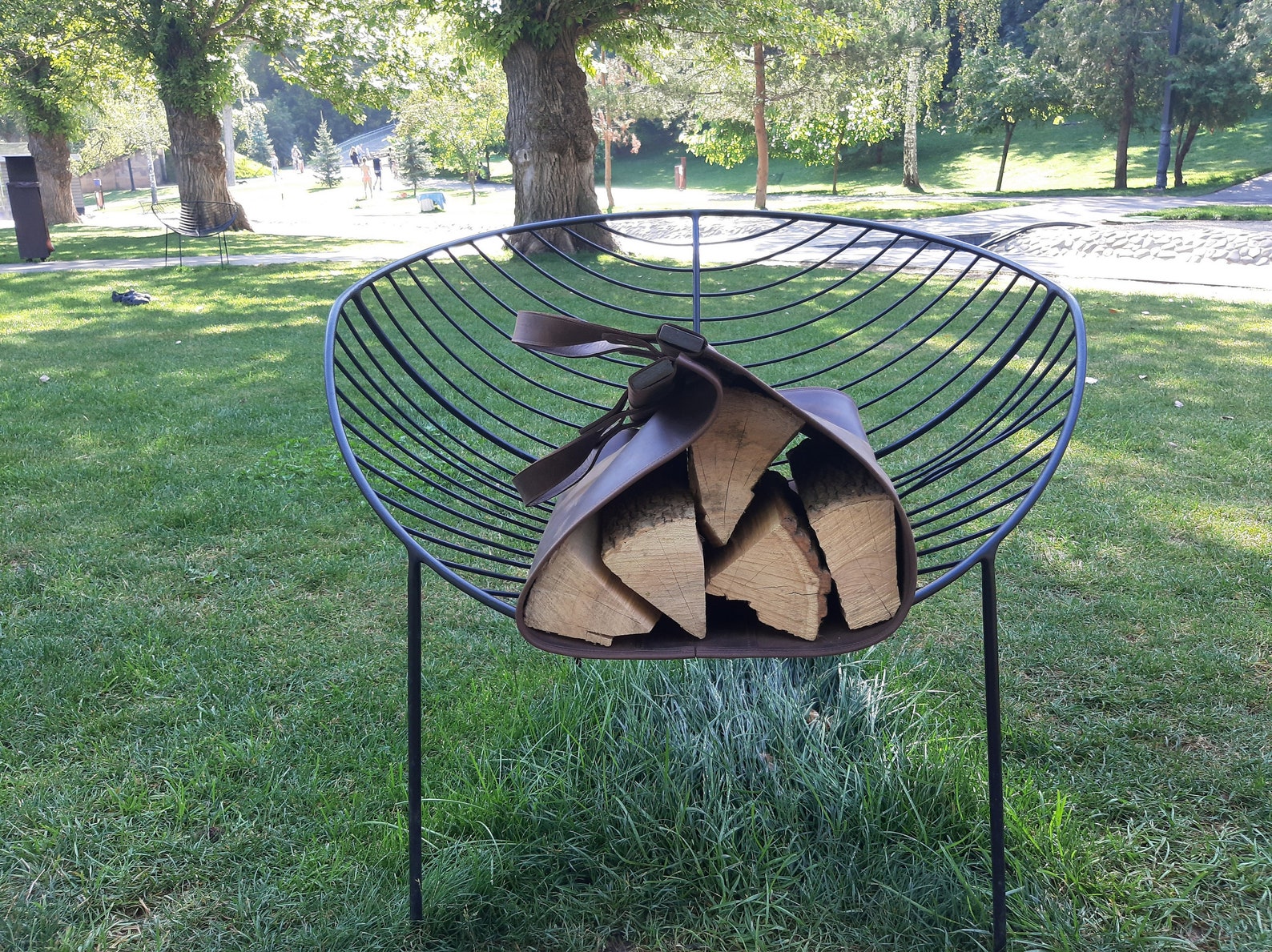 Log Rack by Artium Atelier With Leather Bag, Fireplace Log Holder ...