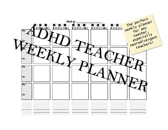 ADHD Teacher Weekly Planner - Etsy