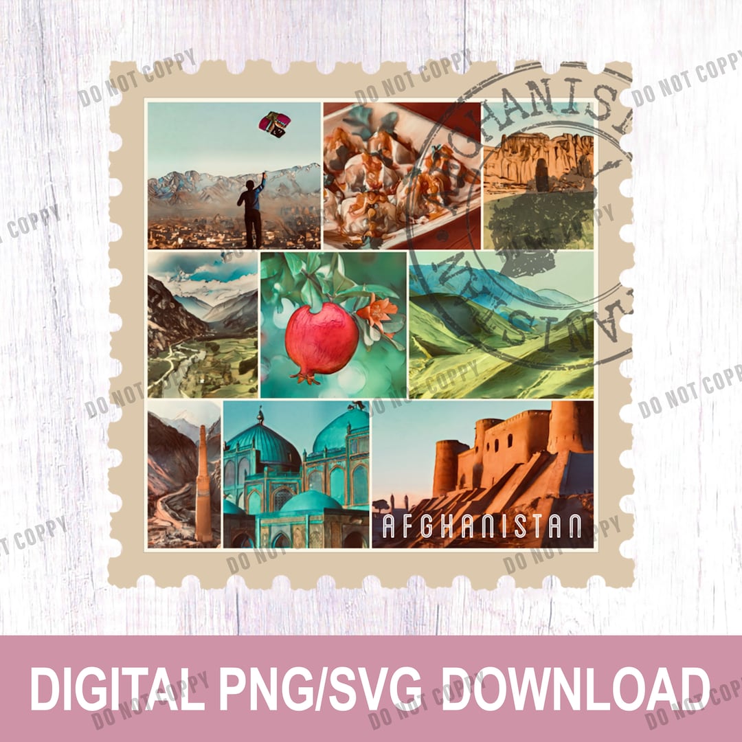 Afghanistan Stamp Collage Png/svg Digital File, Afghanistan Stamp ...