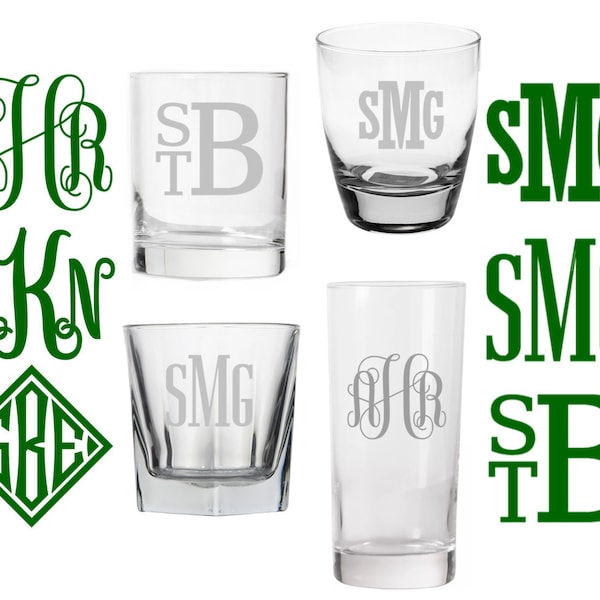 Monogrammed Glass - Etsy