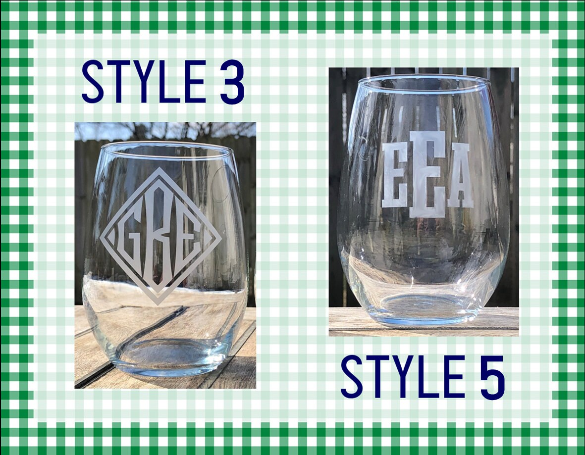 Custom Etch Monogram Wine Glass Personalized Gift Etch Wine | Etsy