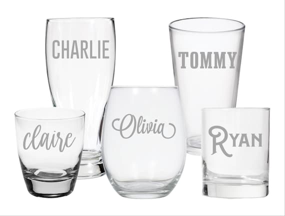 Etched Personalized Glass Name Glass Custom Cocktail Glass - Etsy