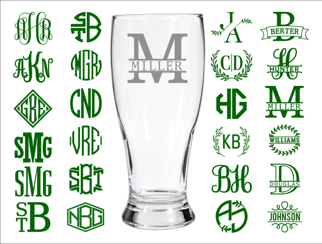 Etched Personalized PILSNER Beer Glass; Monogram Monogrammed Glass ...