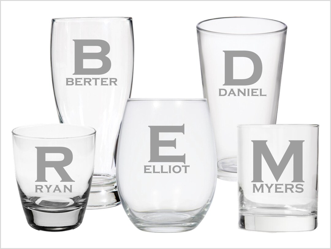 Etched Last Name Glass, Beer Glass, Wine Glass, Cocktail Glass ...