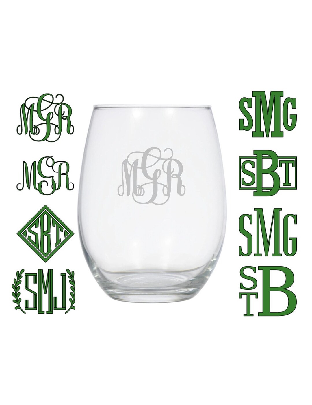 Custom Etch Monogram Wine Glass; Personalized Gift, Etch Wine Glasses ...