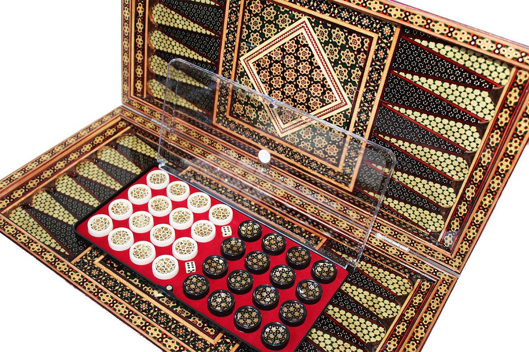 Handmade Khatam Backgammon Set: Wooden Inlaid Art - Etsy
